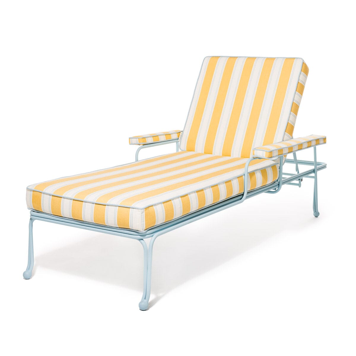 The Waterhouse Sun Lounger in Tuuli Stripe Yellow | Powder Blue Frame | Business & Pleasure Co.