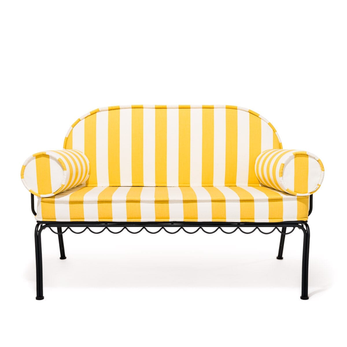 The Al Fresco Love Seat in Crew Mimosa Yellow Stripe | Vintage Black F | Business & Pleasure Co.